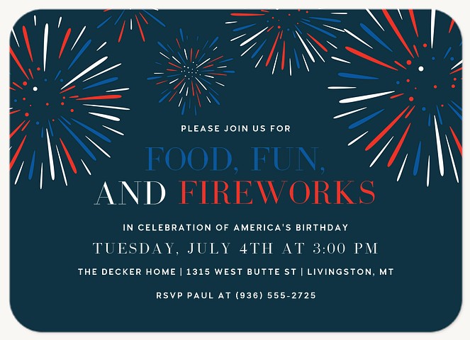 Food, Fun & Fireworks | Summer Party Invitations