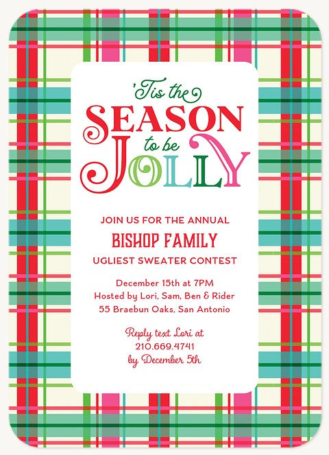 Wacky Plaid | Holiday Party Invitations