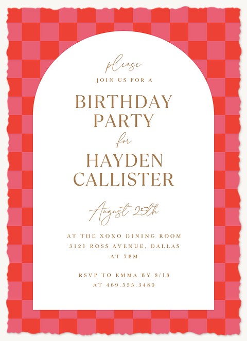 Checkered Arch | Adult Birthday Party Invitations